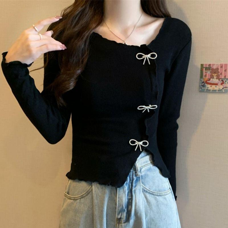 Pakaian Rajut Lengan Panjang Tidak Teratur, Rekaan Cantik, Baju Musim ...