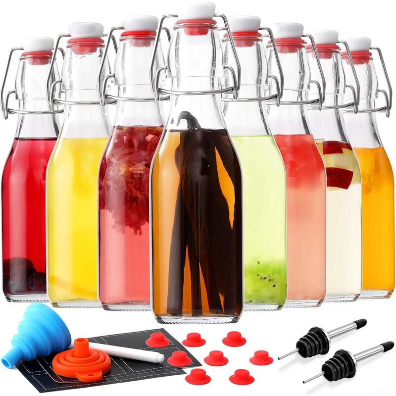 8-Pack 8.5oz Flip Top Glass Bottles, Swing Top Beer Brewing Bottle for ...