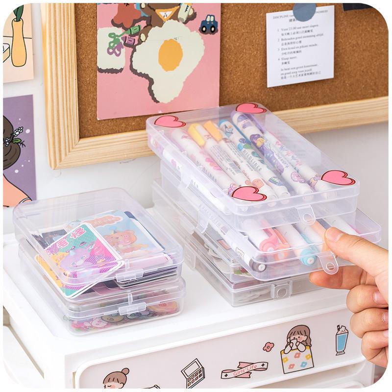 Ins Sticker Tape Storage Box Transparent Desk Storage Box School ...