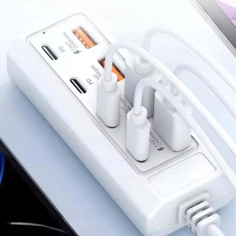 8 IN 1 USB Extend Charger 4 Type-C+4 USB HUD PD 25W Fast Charging ...