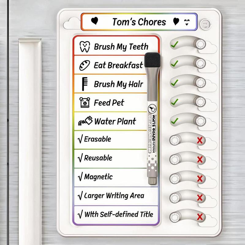 Dry Erase Chore Chart for Kids - ADHD Routine Board with 10 Sliders ...