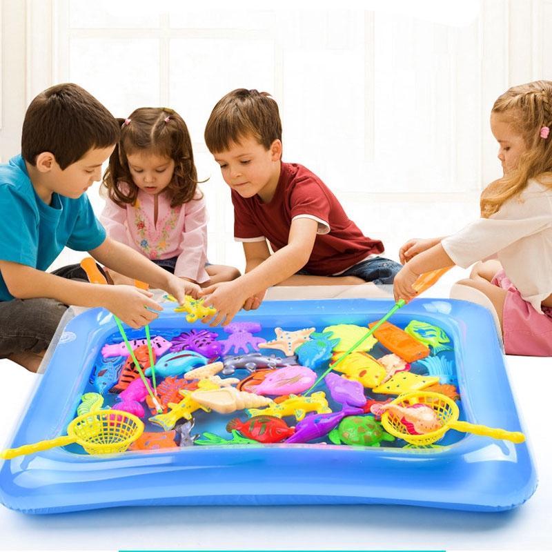 40pcs/lot Magnetic Fishing Toy with Inflatable Pool for Kids - TikTok ...