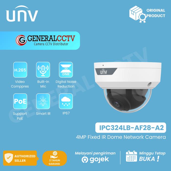 Promo UNIVIEW IPC324LB-AF28-A2 IP KAMERA POE 4MP SMART IR DOME CAMERA ...