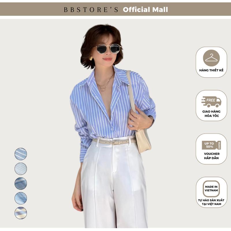 Áo Sơ Mi Công Sở Tay Dài Kẻ Sọc Vạt Bầu BBSTORE'S -A3280 Nữ Women ...