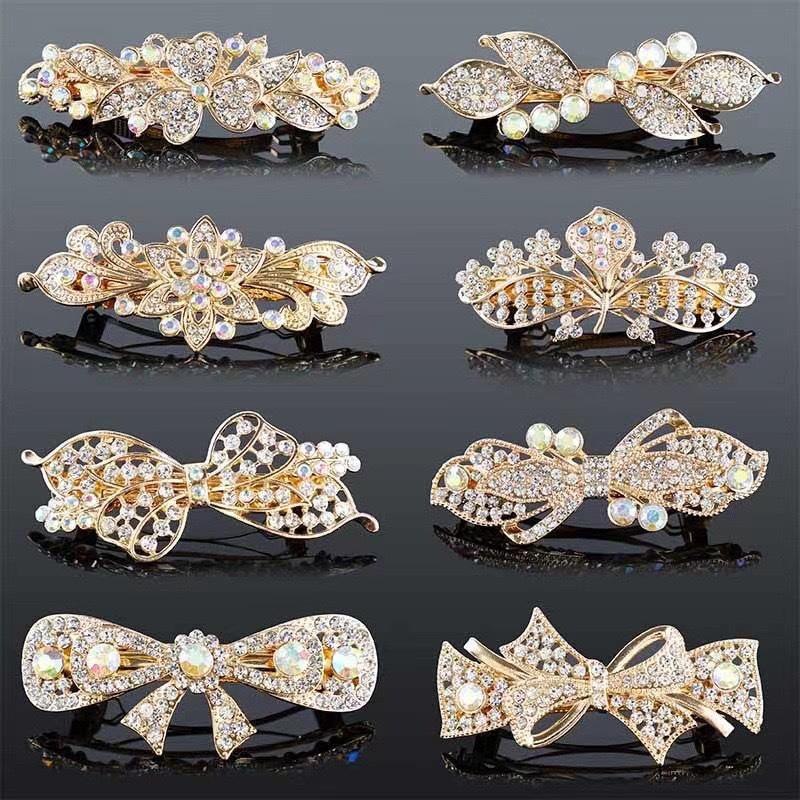 Jepit Rambut Musim Bunga Berlian Buatan Mewah Clips Rambut Busur ...