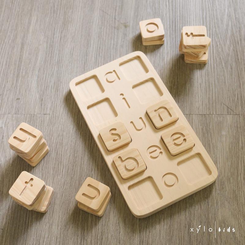 Three Letter Word Board Mainan Edukasi Anak Montessori Mainan Kayu Xylo ...