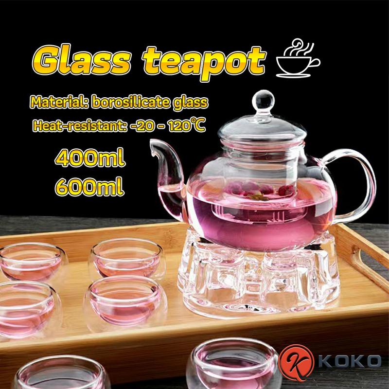 KOKO SHOP 400 ml 600 ml Heat-resistant Glass Tea Set with Filter ...