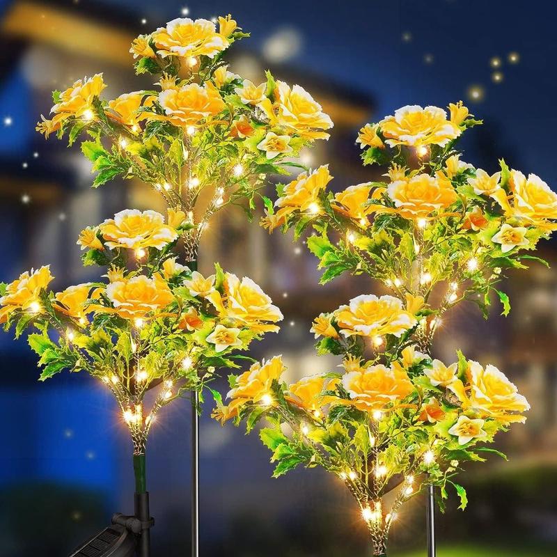 Waterproof Azalea Solar Flowers Lights Garden Decoration Creative ...