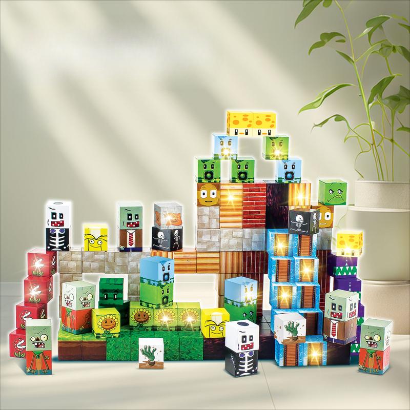 Kiub Bangunan Magnetik, Blok DIY Kreatif, Mainan Pendidikan Kanak-kanak ...