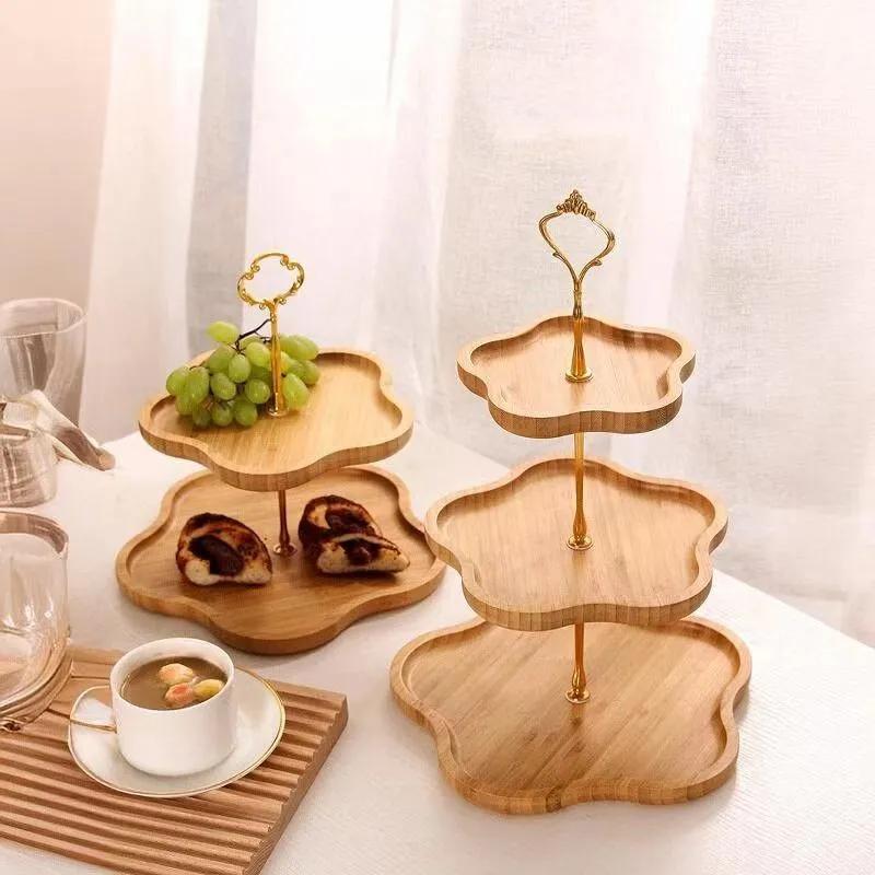 Dulang Tempat Pencuci Mulut Kayu, 2/3 Lapisan, Sesuai untuk Teh ...