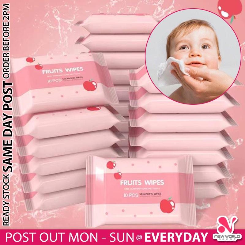 ( Alcohol Free ) 10pcs Cute Mini Pack Travel Cleansing Baby Wipes ...