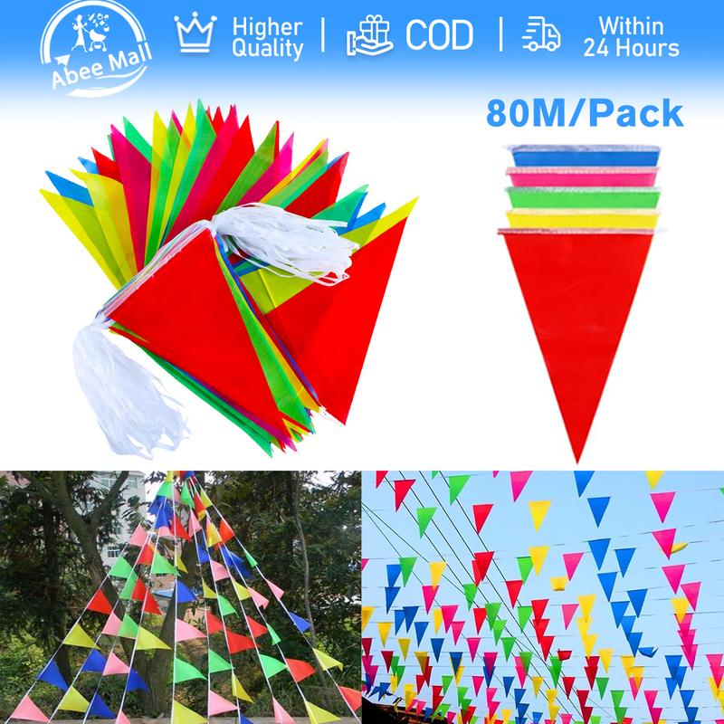 80Meter Fiesta Flag Multicolor Bunting Triangle Flags Birthday - TikTok ...