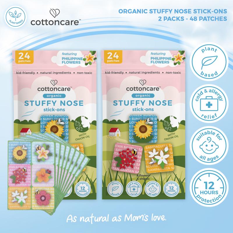 Cottoncare (48pcs) Organic Stuffy Nose Stick Ons Red Onion Sticker ...