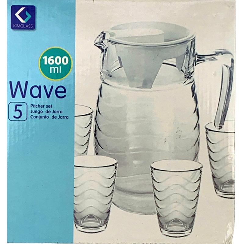 KIMGLASS WAVE 1600 ml 5 PCS PITCHER GLASS WATER JUG SET / JA - TikTok ...