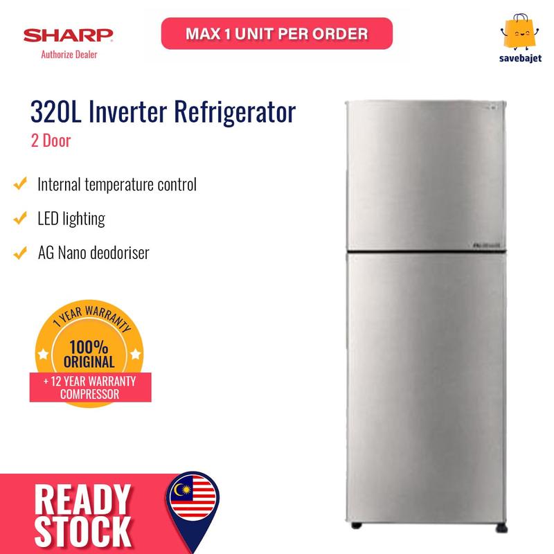 Sharp 320L Refrigerator Inverter SJ3222MSS peti sejuk - TikTok Shop ...