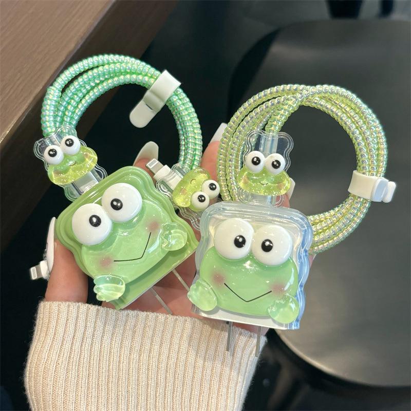 3D Green Frog Cable Charger Protector Cover for Iphone 15 14 - TikTok ...