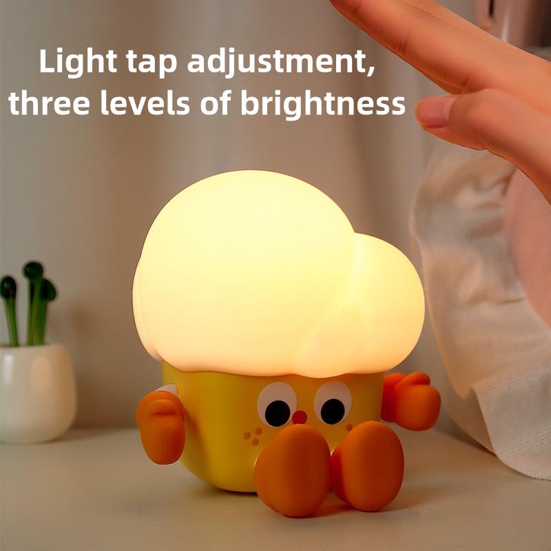 1 Pcs Cartoon Popcorn Silicone Night Light, USB Charging, Squeeze ...