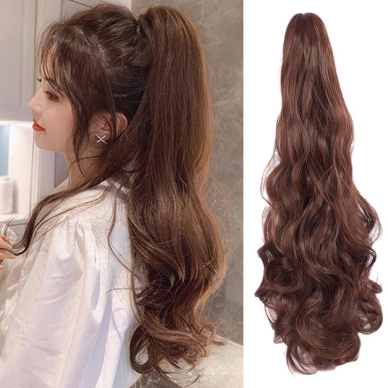 60cm Long Ponytail Wig Hair Long Curly Hair Claw Clip Extensions ...
