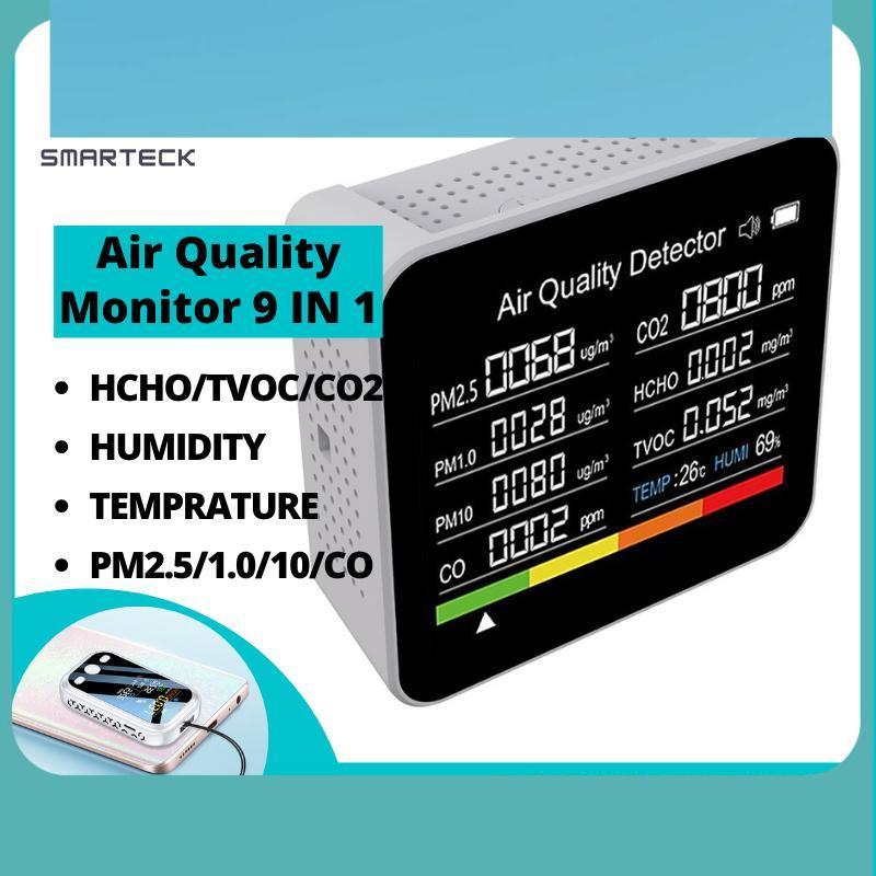 9 IN 1 Air Quality Monitor Detector Formaldehyde HCHO CO2 Detect ...