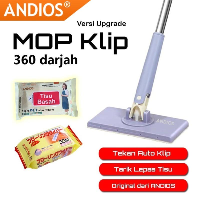 ANDIOS Mop Tisu Pakai Buang Auto Klip Paper Lantai Bersih MopTisu ...