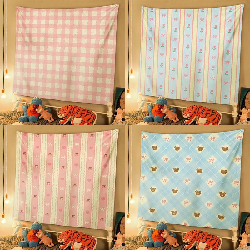 Grid decorative cloth hanging cloth room decorative cloth outdoor ...