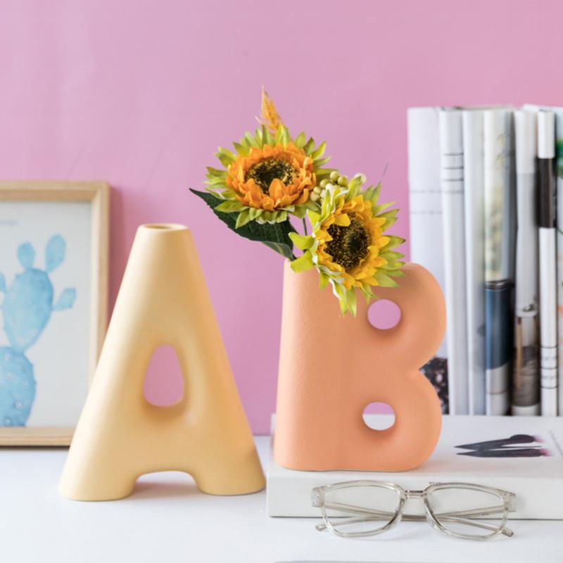 Yiyebao- Letter Vase Ceramic Contemporary Ceramic Decor Minimalist ...