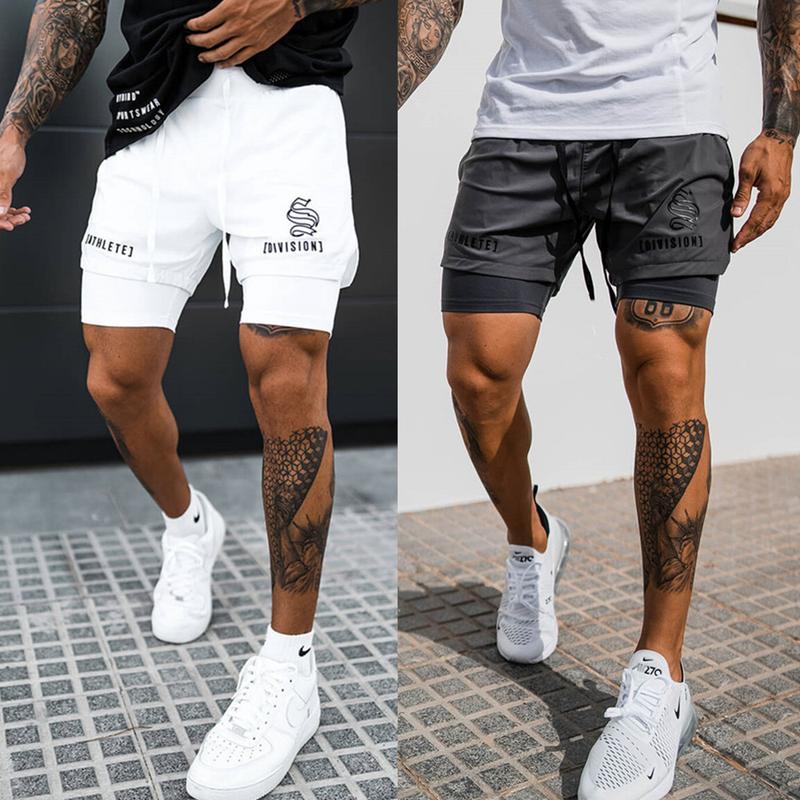American Style Double-Layer Shorts for Men, Quick-Dry, High Elasticity ...