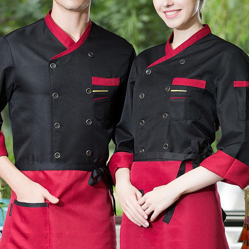 Baju Chef, Kolar Berdiri Lembut, Lengan Panjang, Uniseks, Warna ...