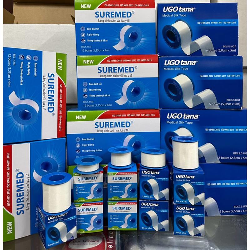 [Hộp 12 cuộn 2.5cm x 4m] Băng keo dính cuộn vải lụa y tế SUREMED ...