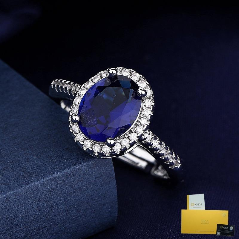 [with Gra Certificate] Ocean Heart Sapphire Ring Simple Classic ...