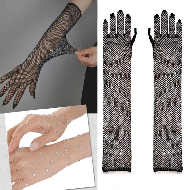 Mesh Gloves Sparkling Sexy Mesh Gloves High Elastic Fishing Net ...
