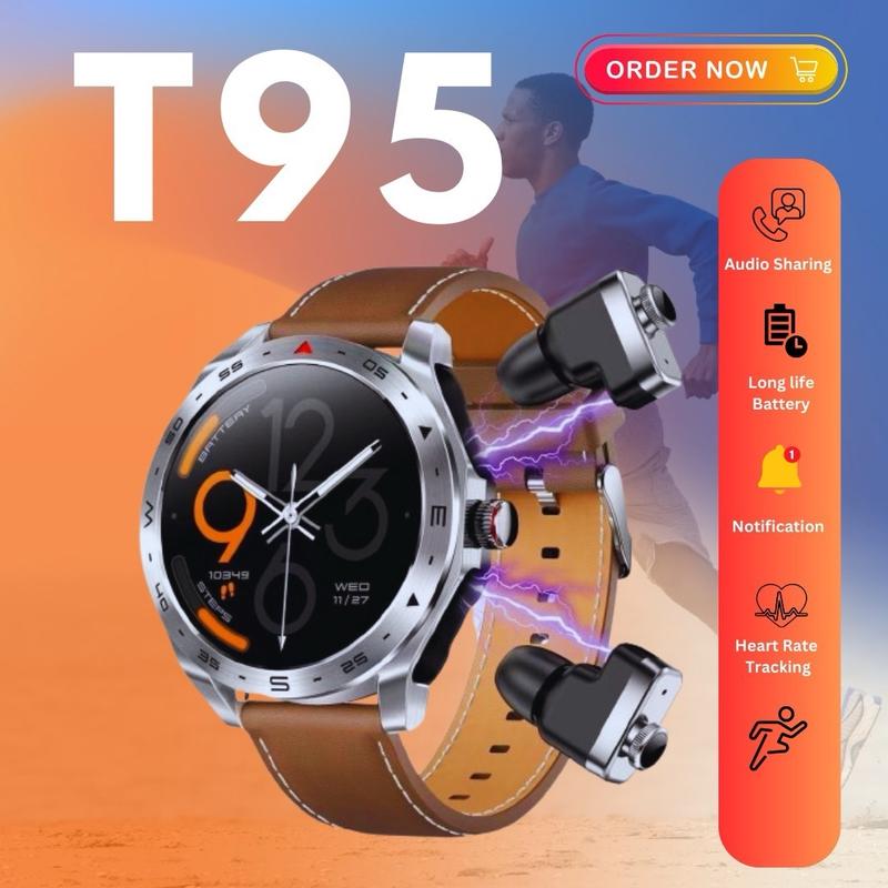 T95 Full Screen Display 2in1 Watch and Earphones Device Smartwatch ...