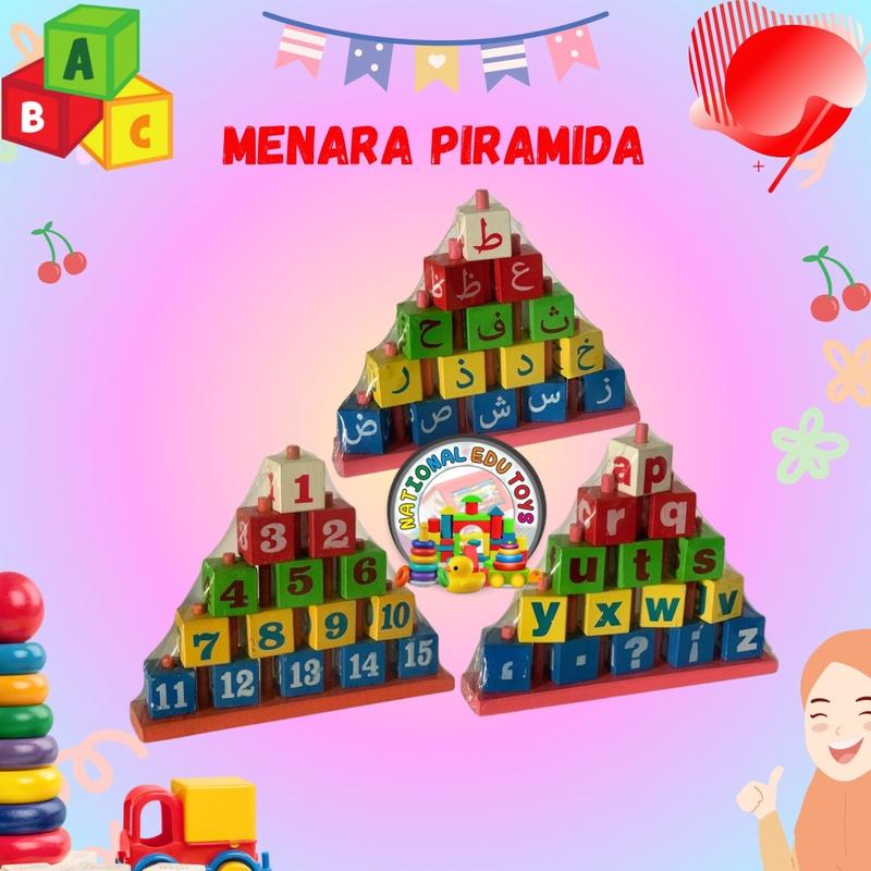 [Bisa COD] Mainan Edukasi Balok Kayu MENARA PIRAMIDA / BALOK - Shop ...