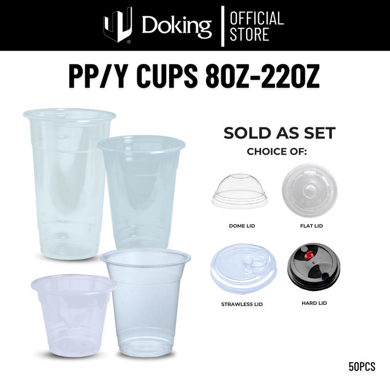 Y / PP Plastic Cup 95mm with Lids 50pcs / Flat Lid / Dome / Strawless ...