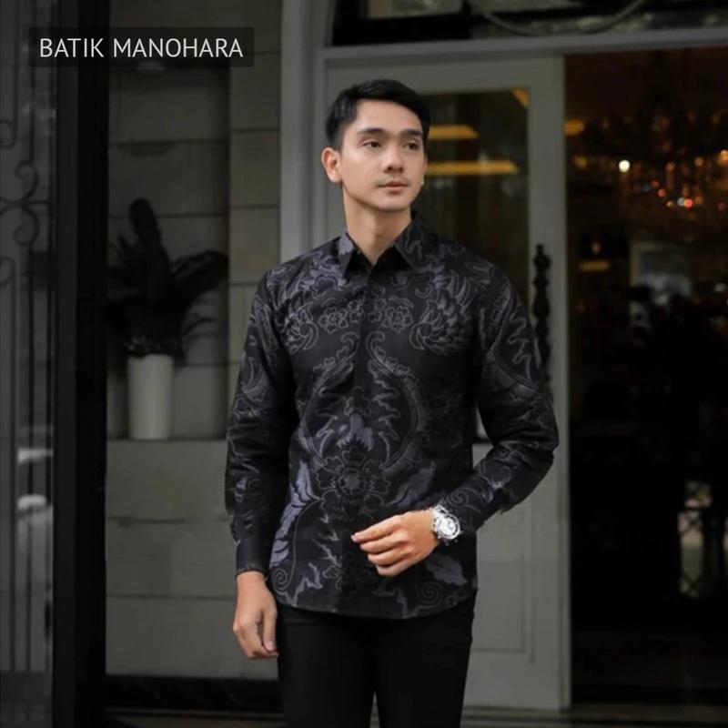 MAHKOTA ABU Kemeja Batik Pria Cowok Lengan Panjang Premium Modern ...