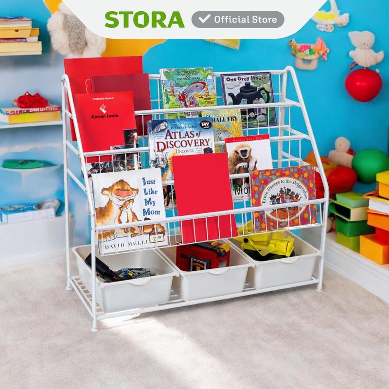 Stora Rak Buku Anak Dengan 3 Tray Plastik - Putih - Shop | Tokopedia