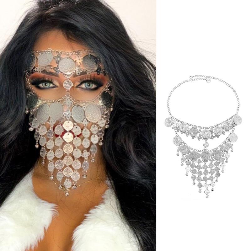 Role Play Belly Dance Face Coin Veil Triangle Bracelet Head Chain ...