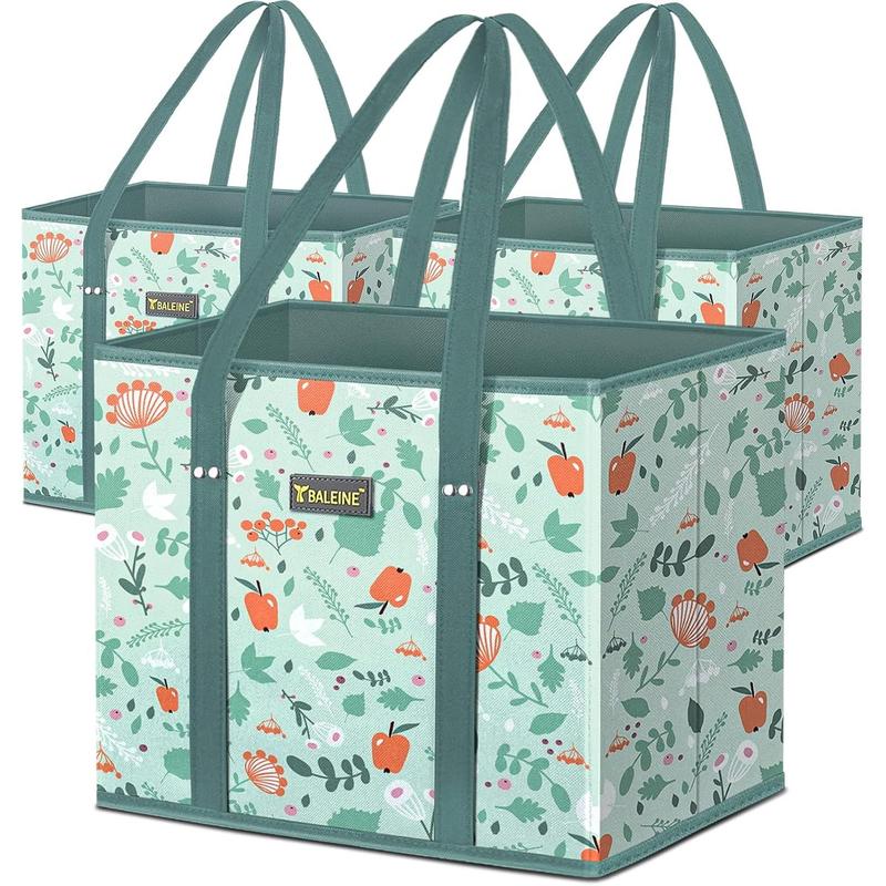3-Pack Reusable Grocery – Heavy-Duty Foldable Shopping Totes with ...