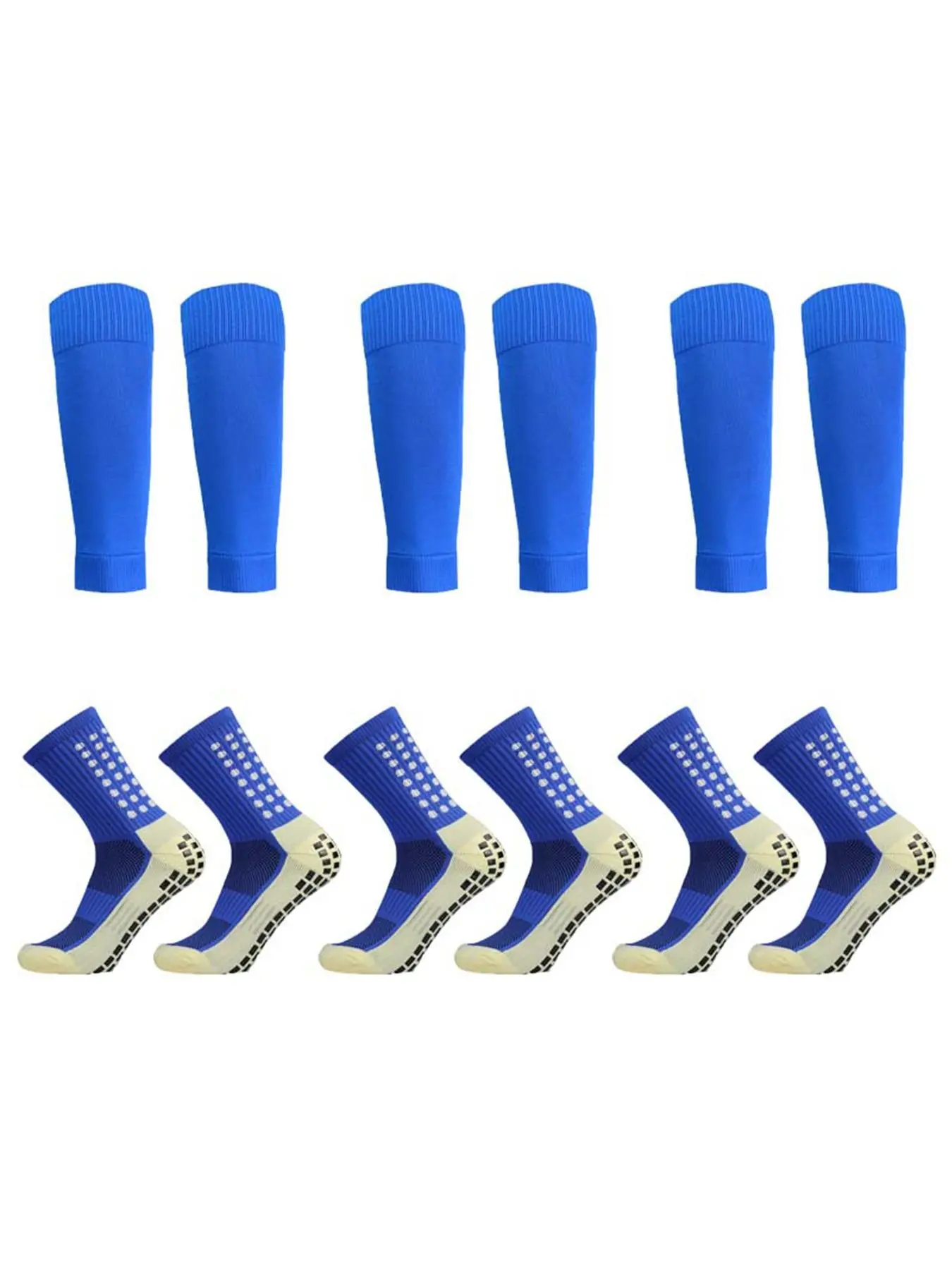 Men's 3 Pair Athletic Grip Sock Soccer & 3 Pair Knee Compression Sleeve ...