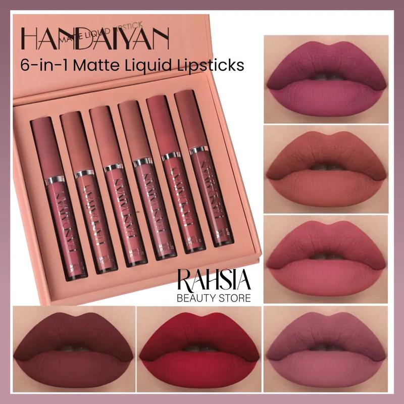 HANDAIYAN 6 in 1 Matte Liquid Lipstick Lip Gloss Set Non-stick - TikTok ...