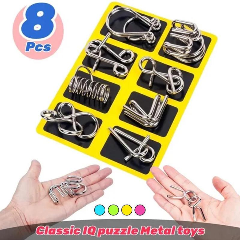 Set Teka-teki Wayar Logam, 8 Keping, Dengan Beg, Penggoda Otak ...