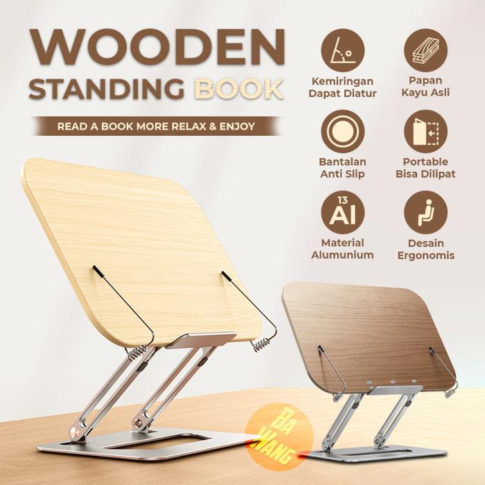 Promo Stand Standing Holder Dudukan Lipat Kayu Buku Tablet Tab iPad ...