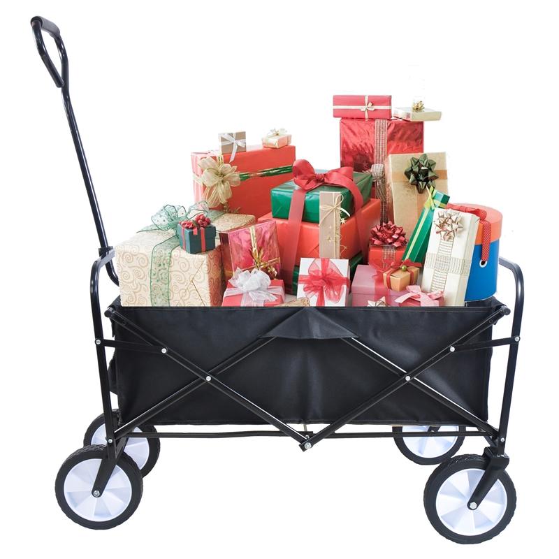Heavy Duty Folding Wagon Cart - 150lbs Capacity Steel Frame Utility ...