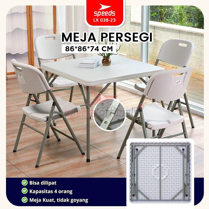 SPEEDS Meja Lipat Plastik Folding Table Plastik HDPE 86x86x74cm Piknik ...