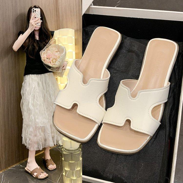 Trendy Square Toe Low Heel Niche High-End Slippers For Women - TikTok ...