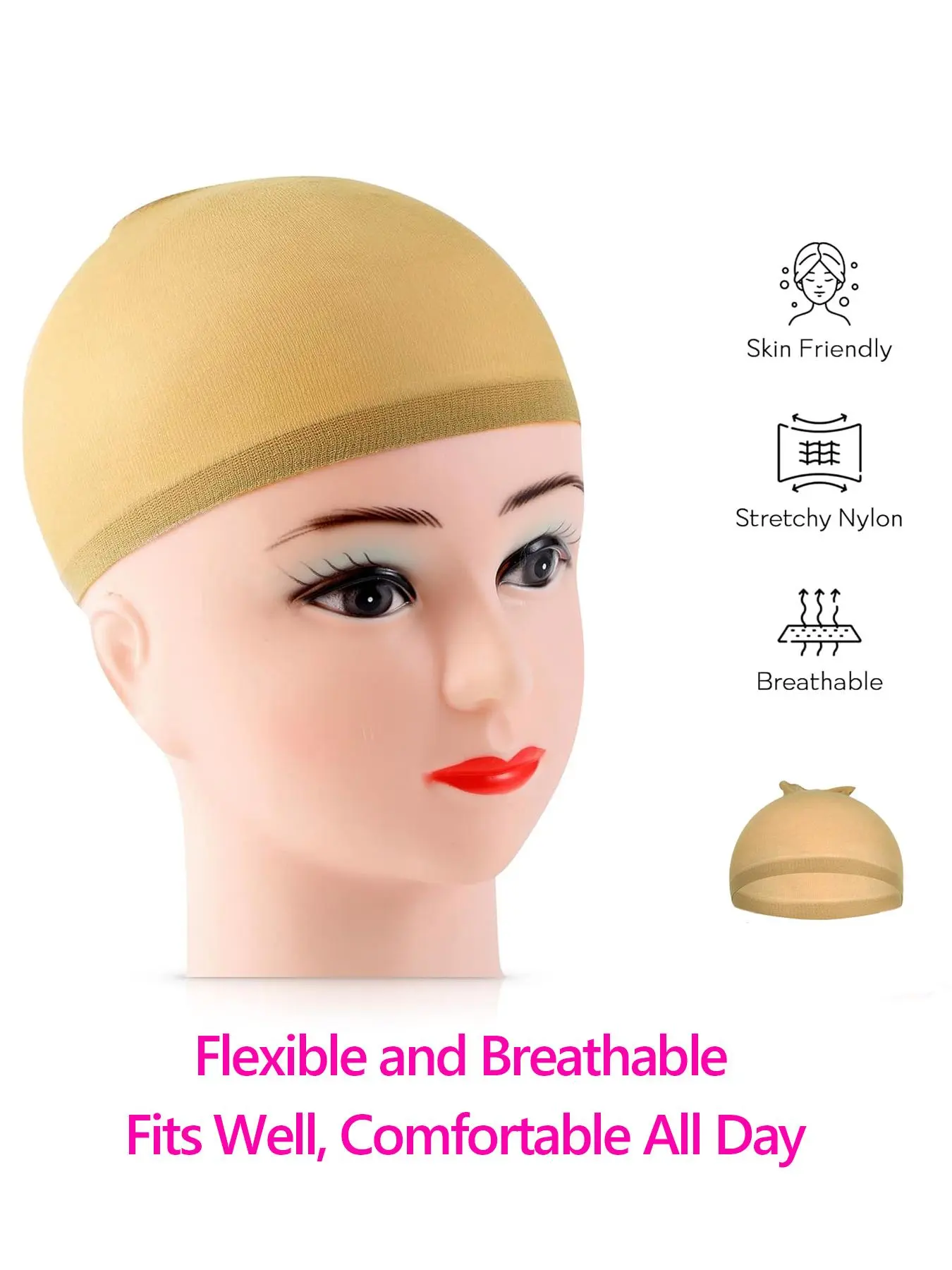 Flexible and Breathable Wig Cap (1 Piece), Elastic Breathable Invisible ...