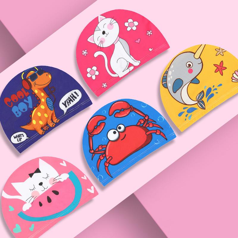 Kids Swimming Caps PU Waterproof Cute Cartoon Swimming Cap Ear ...