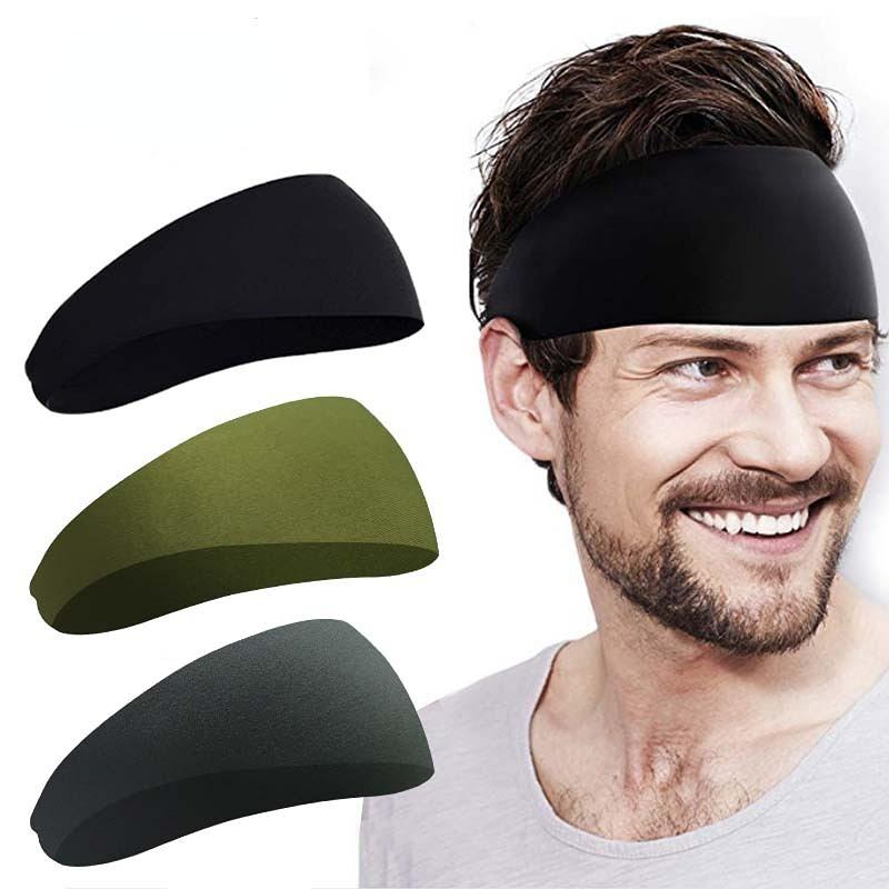 1PC Mens Solid Color Sport Hairbands High Elastic Nylon Absorb Sweat ...