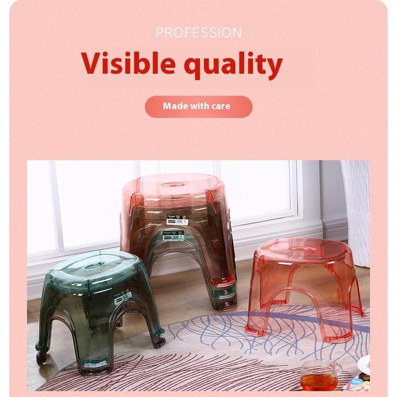 Transparent Plastic Small Stool Bathroom Stool Thickened Small Bench ...
