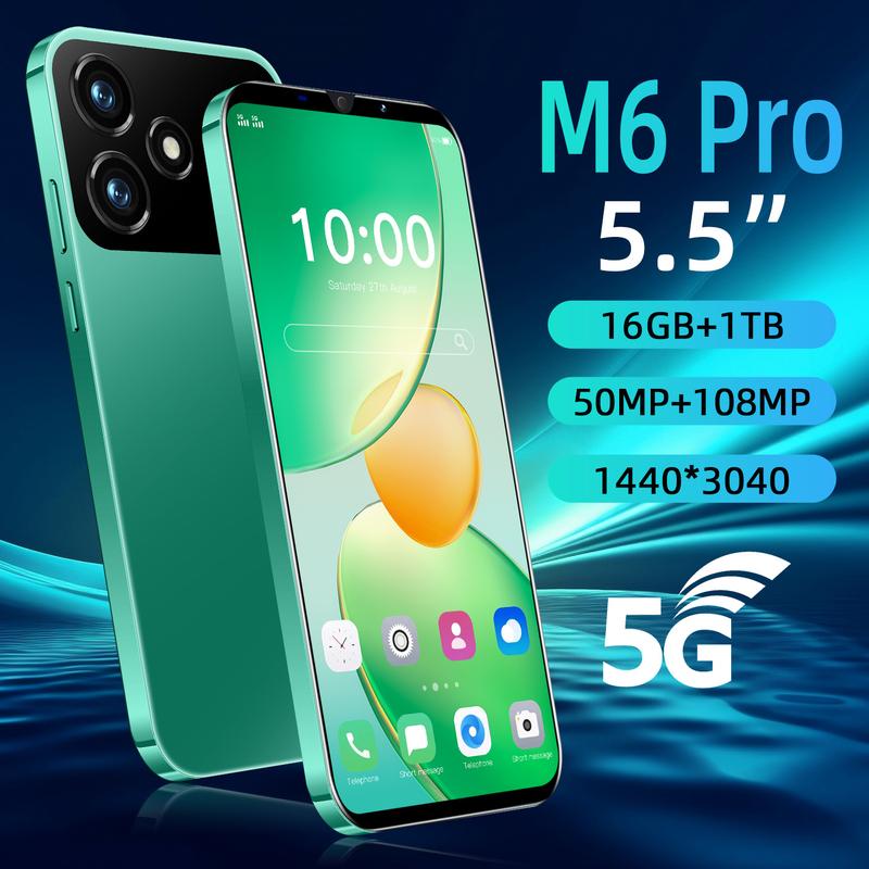 Smartphone, M6 pro model baru, 5.5 inci, RAM 16 + 1T, OS Android ...